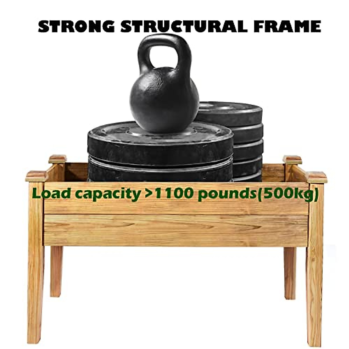 Elevated Wood Raised Garden Bed Kit Planter Box Stand for Backyard, Patio, Naturally Rot-Resistant, 4x2x2.5ft