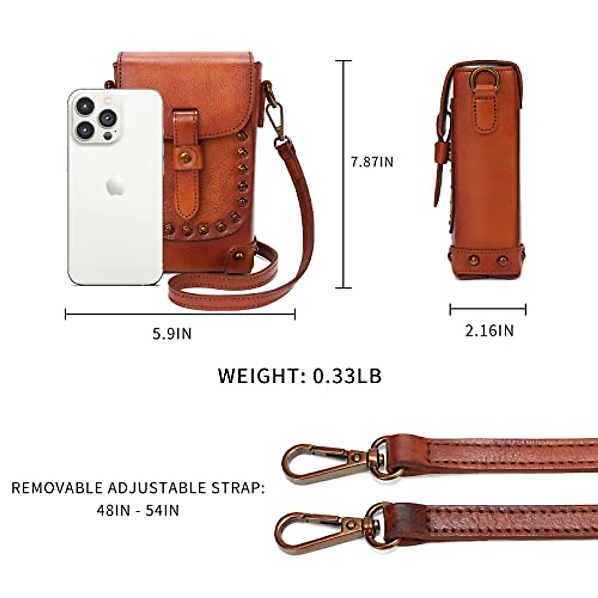Montana West Crossbody Handbag Genuine Leather Shoulder Bag Mini Vintage Cell Phone Purse for Women Brown MWG02-9062_BR