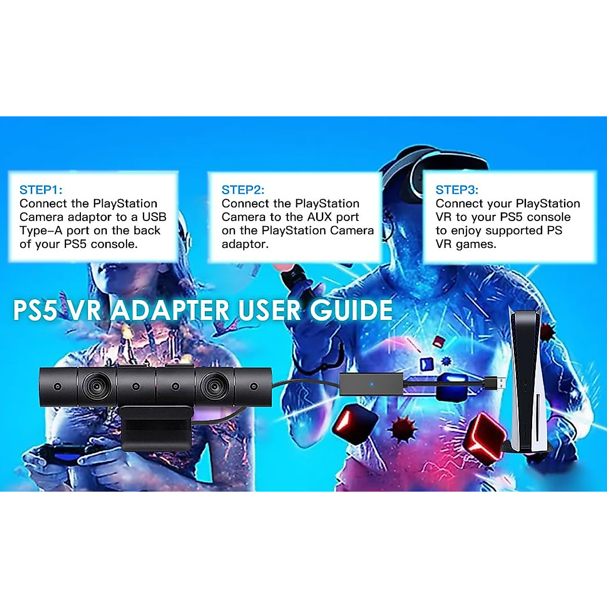 ASHATA Adapter PS4 Camera Adapter Cable, VR Converter Cable for Game Console, Camera Adapter Cable for PS4 Host Camera