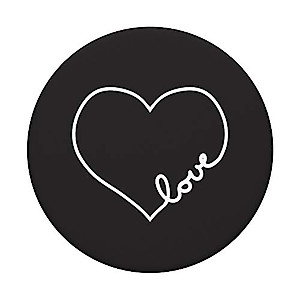 White Heart Love Black PopSockets Swappable PopGrip