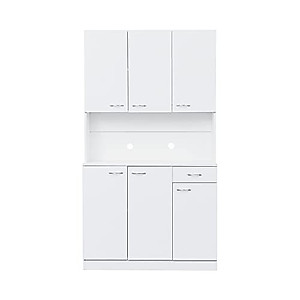 Large Kitchen Storage Cabinet, Cabinet Buffet Cabinet 71" Freestanding Kitchen Pantry Cabinet Cupboard with 6 Doors and 1 Drawer Versatile Wardrobe & Kitchen Cabinet, White