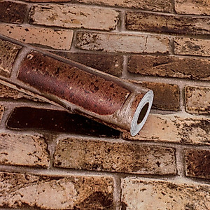 Okydoky Peel and Stick Wallpaper, Brick Wallpaper for Home Decoration, Kitchen Backsplash, Vinyl Self Adhesive Wallpaper for House, Workshop & Office, 17.7" x 394", C103-10