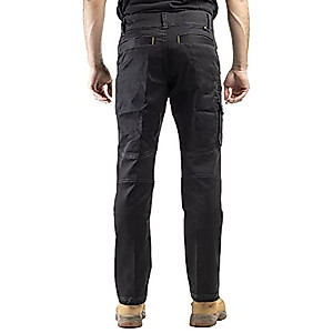 Caterpillar Men's Operator Flex Work Pants Featuring Stretch Fabric, Cargo Pocket, and Bootcut Leg Opening, Black, 34/32