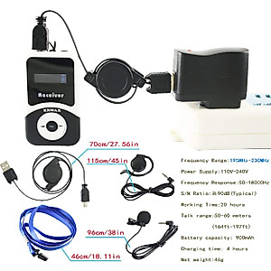 EXMAX® ATG-100T 195MHZ Wireless Tour Guide System Translator Headset Device Channel 99 Social Distancing Assisted Listening System for Churches Church Translation Meet (1 Transmitter 5 Receivers)