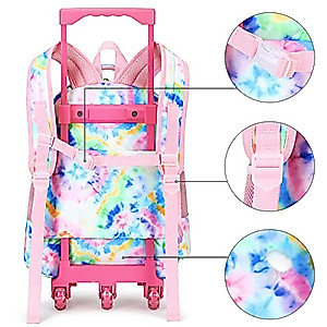 CAMTOP 18 Inch Rolling Backpack With Matching Lunch Bag Girls Boys Roller Bag on Wheels Kids School Bookbags Wheeled Backpack Set