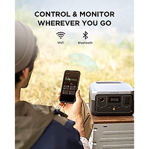 EF ECOFLOW Portable Power Station RIVER 2, 256Wh LiFePO4 Battery/ 1 Hour Fast Charging, 2 Up to 600W AC Outlets, Solar Generator (Solar Panel Optional) for Outdoor Camping/RVs/Home Use