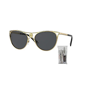 Versace VE2237 100287 57MM Gold/Dark Grey Cateye Sunglasses for Women+ BUNDLE With Designer iWear Eyewear Kit