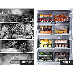 YouLike 1pack Stackable Refrigerator Organizer Drawer for Kitchen Clear Plastic Storage Bins 2-tiers Containers With Removeable Egg Racks 32grids Egg Holder Cabinet Office Pantry Pull Out Bins