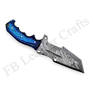 Tactical Combat Custom Made Damascus Steel Hunting Knife/Tracker Knife FBK-15315 Blue (Blue Wood)