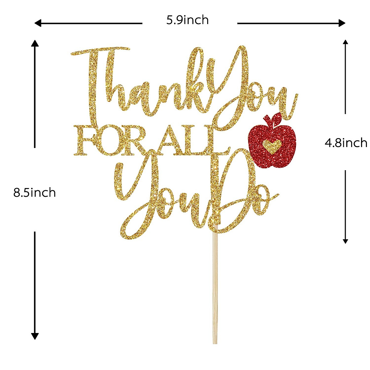 Thank You for All You Do Cake Topper, We Appreciate You Decorations, Teacher/Nurse/Doctor Appreciation Graduation Party Decorations, Gold Glitter