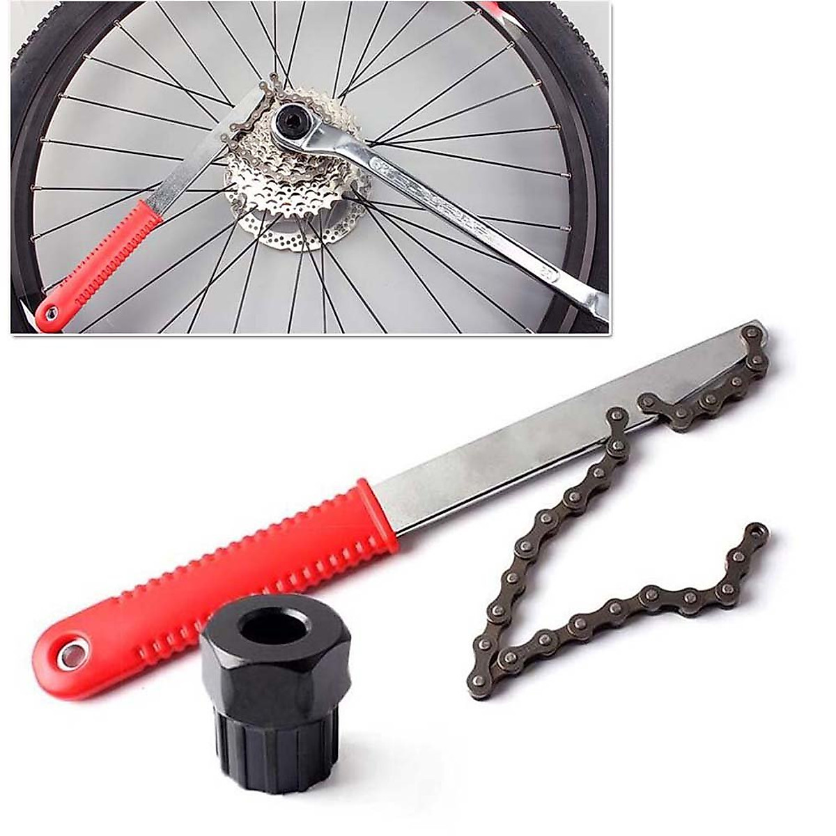Winlauyet 5 in 1 Bicycle Repair Tool Set Chain Whip Wheel Sprocket Remove Tool Crank Puller Bottom Bracket Remover Freewheel Cassette Remover Chain Breaker