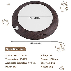 Coffee Mug Warmer, Electric USB Cup Heater Pad for Desk, Cup Warmer Heat Beverage Mug Mat Home Office Desktop Heated Coffee Tea Mug Pad