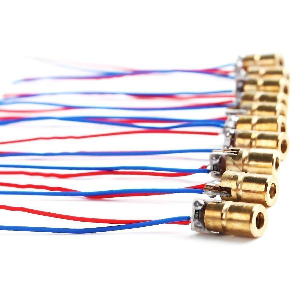 HiLetgo 10pcs 5V 650nm 5mW Red Dot Laser Head Red Laser Diode Laser Tube with Leads Head Outer Diameter 6mm