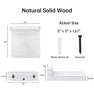 NIUBEST Small Floating Shelf,5x5 Inch Display Ledges for Wall,Set of 3 Mini Shelves,Rustic Wood Shelf for Bedroom Living Room Bathroom Kitchen -Rustic White