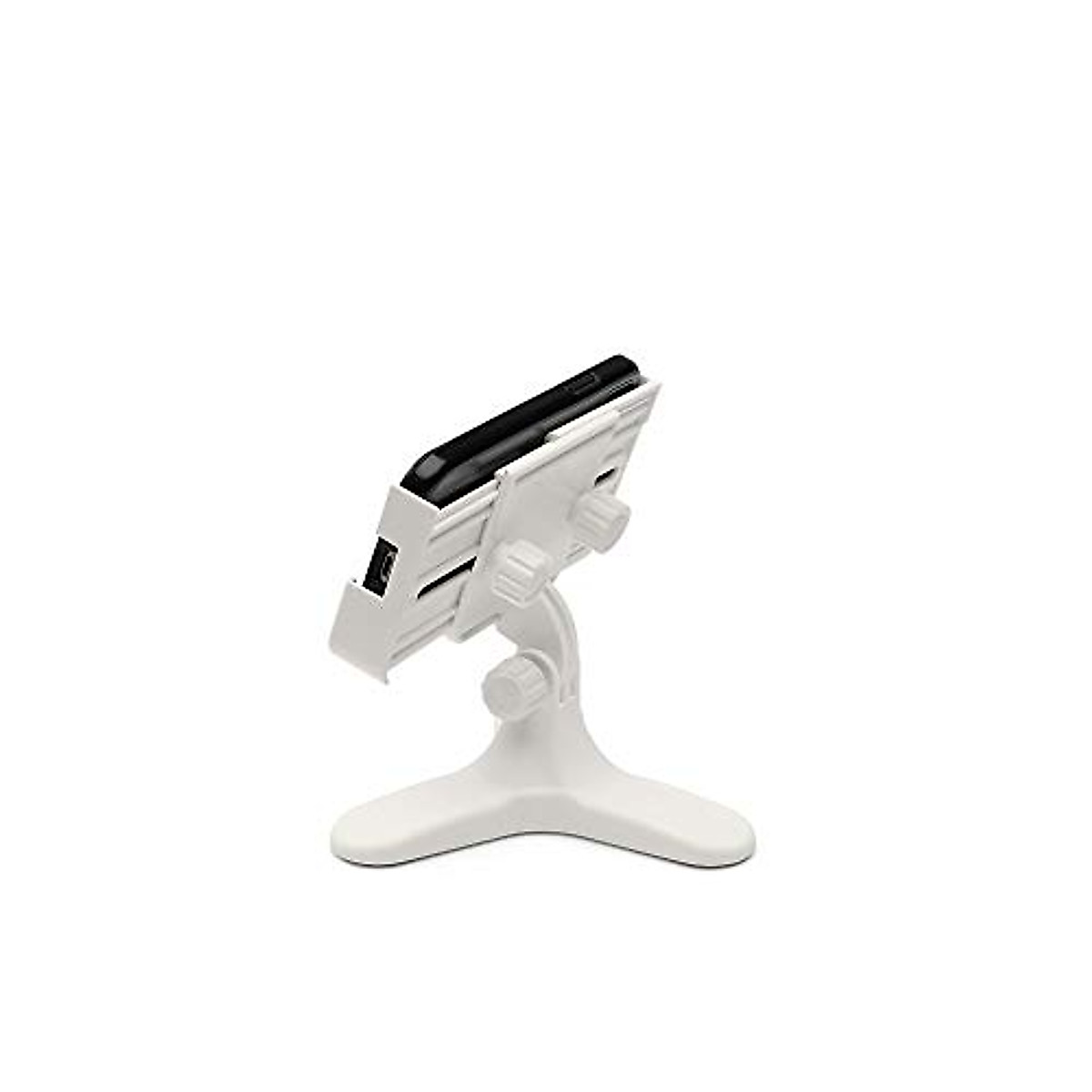 WeatherTech DeskFone Two View White Universal Phone Holder for Flat Surfaces, Office, Kitchen, Nightstand - White Plastic Knobs