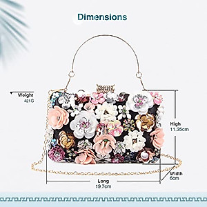 Lanpet Women Clutches Flower Evening Handbag Chain Strap Shoulder Bag
