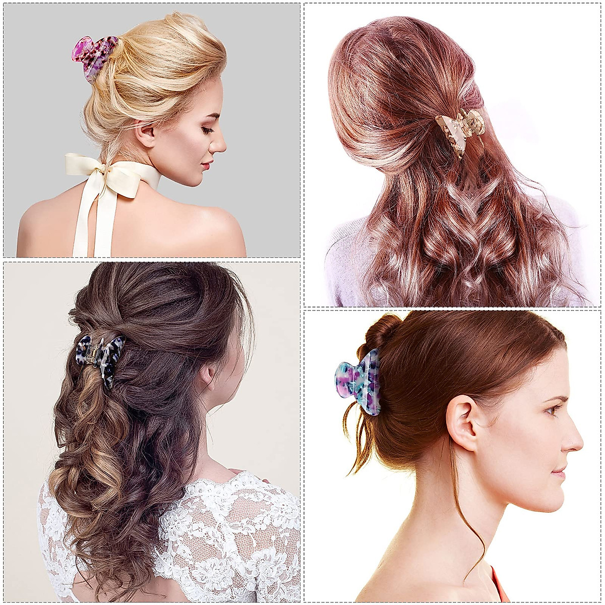 WILLBOND 6 Pieces Medium Hair Claw Clips for Thin Hair 2.6 Inch Tortoise Shell Clip Banana Jaw Hairpin French Style Barrettes Head Accessories for Women Girls(Cute Patterns)