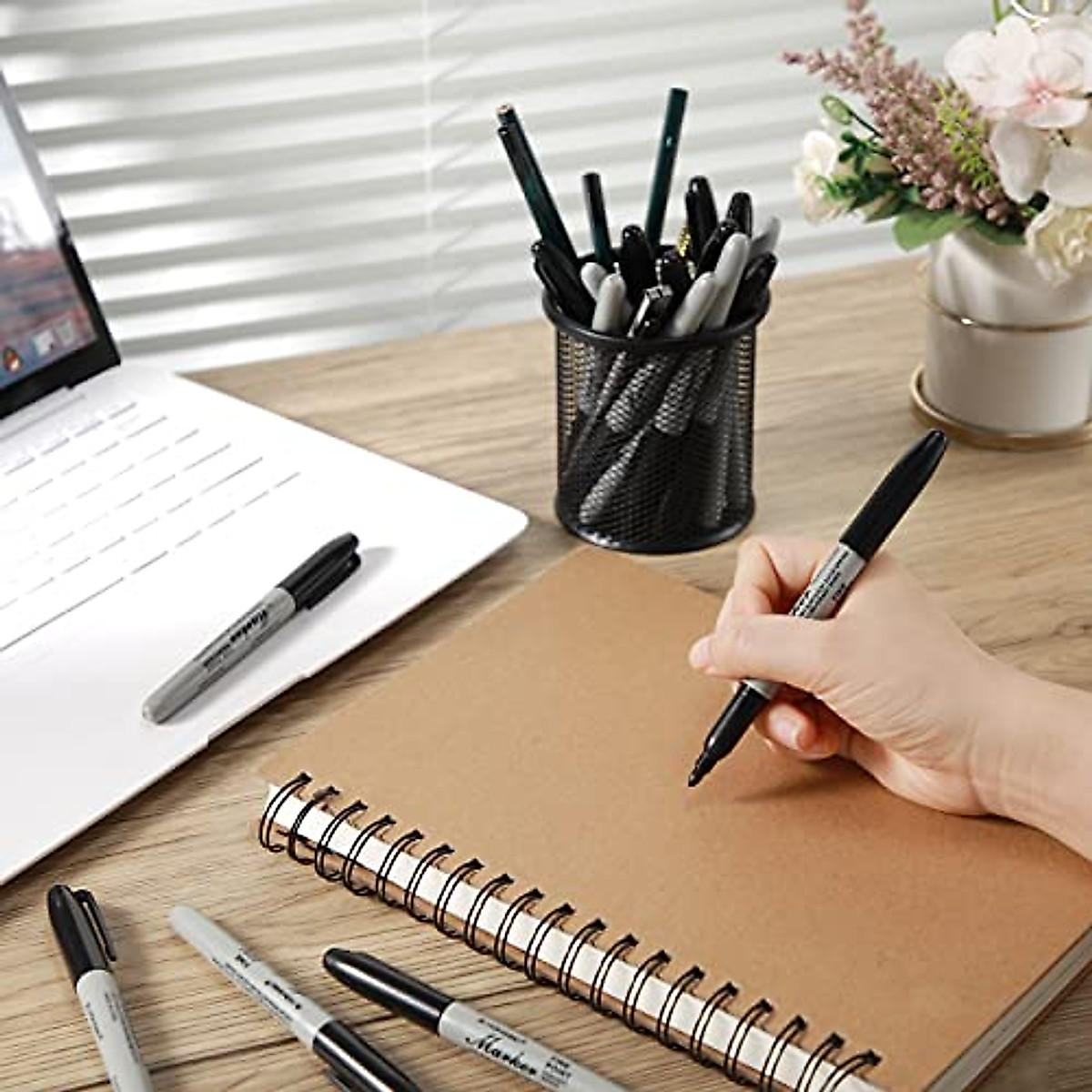 Permanent Markers Bulk Black Permanent Marker Set Fine Point Marker Pens Work on Wood, Metal, Stone, Glass(300 Pack)