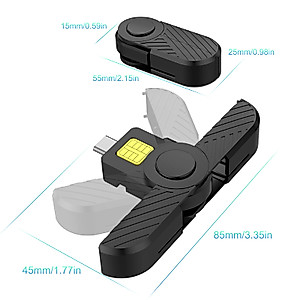USB C DOD Military Type C Common Access CAC Smart Card Reader and ID CAC Card Reader,Compatible with Mac Os, Windows,Linux-Mini Foldable