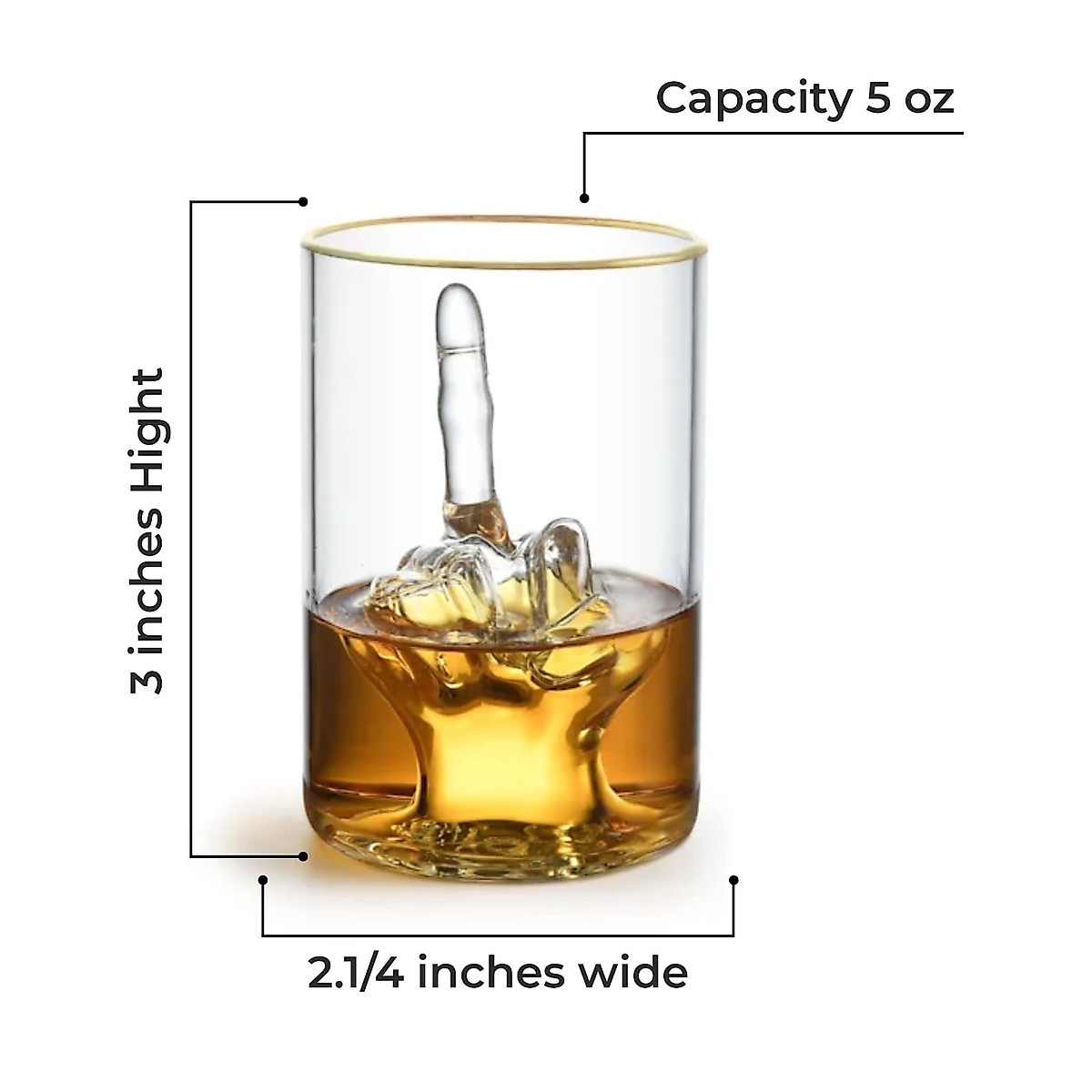 RUGLUSH Personalized Shot Glasses – 4oz Small 3D Middle Finger Glass for Tequila Shots – 1-Pcs Mini Shot Glasses with Food-Grade Non-BPA Glass – Ideal as Birthday Shot Glasses, Parties Patent-Pending
