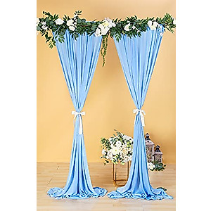 Cytdkve 2 Panels 4.8 Feet x 10 Feet Sky Blue Velvet-Like Wedding Backdrop Curtain Drapes, Silky Soft Window Curtains Panels for Wedding Ceremony Birthday Party Decorations