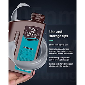 SUNLU ABS Like Resin 2000g, Strong Fast Curing 3D Printer Resin, 395 to 405nm UV Curing 3D Printing Liquid Photopolymer Resin, Non-Brittle and High Precision, 2kg, Grey