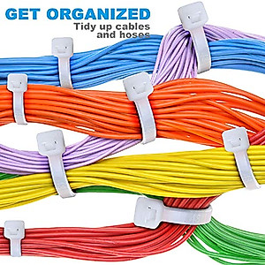 Hmrope 100pcs Cable Zip Ties White Heavy Duty 12 Inch, Premium Plastic Wire Ties Clear with 50 Pounds Tensile Strength, Self-Locking Nylon White Zip Ties for Indoor and Outdoor