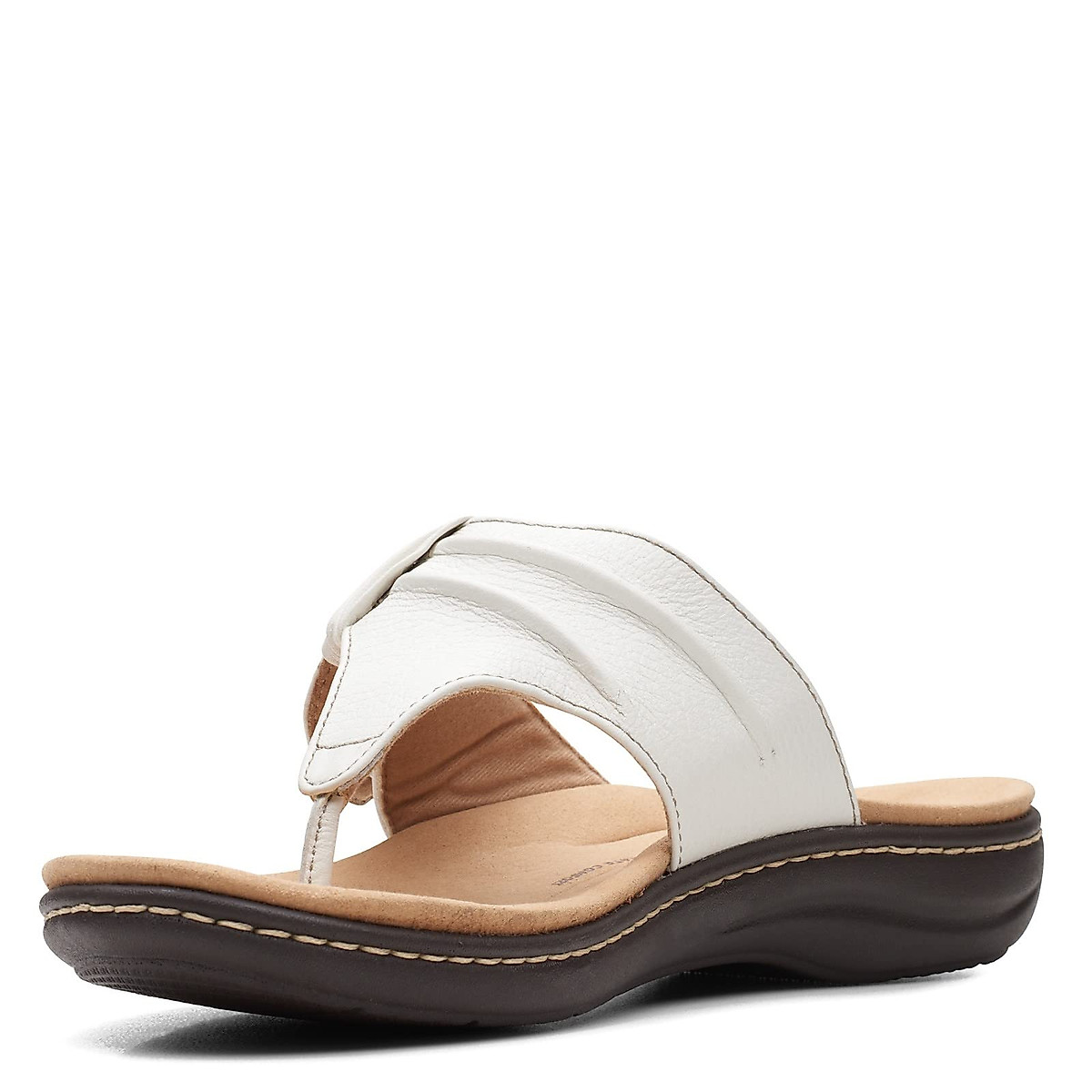 Clarks Laurieann Rae Flat Sandal, White Leather, 11 Medium