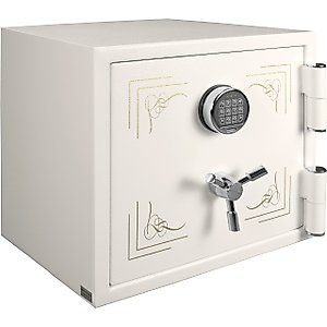 BARSKA Digital Keypad Fireproof Security Jewelry Safe with Wooded Drawer, Glass Shelf, Motion Sensor LED - White - 1.91 Cu Ft