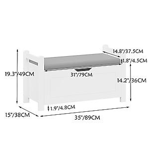 Mancofy Kids Wooden Toy Chest Kids Toy Box with Safety Hinged Lid, Children's Toy Storage Cubby, Toy Storage Cabinet Organizer, Playroom Furniture, boys/girls (White)