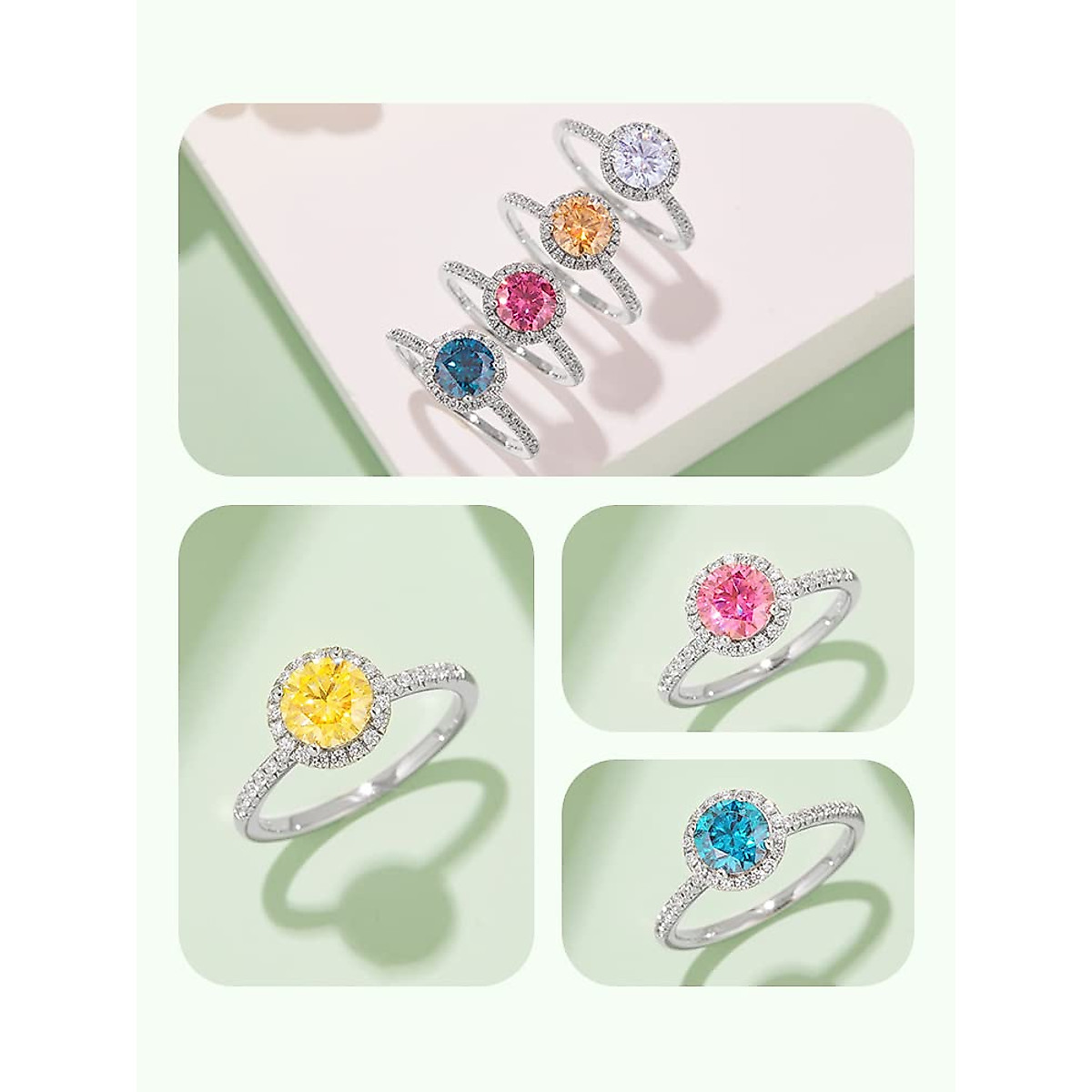 Black Moissanite Rings Bride Jewelry 1Ct VVS1 Moissanite Engagement Rings 925 Sterling Silver Diamond Band Ring Wedding Engagement Women's Ring Christmas Gifts for Her(Size 10)