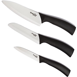 3-Piece Ceramic Knife Set by Shenzhen Knives: 6" Chef's Knife, 5" Slicing Knife, and 4" Paring Knife Set