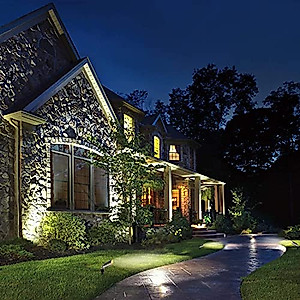 CINOTON Low Voltage Landscape Spotlights Outdoor, Solid Brass Directional Uplights Included MR16 LED Bulb Ground Stake Spot Up Landscape Lighting Fixture for Garden Patio