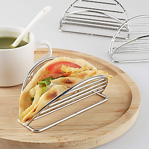 YellRin Taco Holder Stainless Steel Taco Holders Stands Set of 4 Racks Holds Soft or Hard Shell Tacos - for Burritos and Tortillas Holder