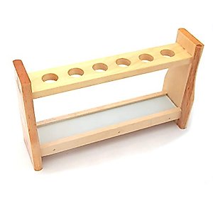 Dtacke Wood Test Tube Rack Labs Premium Wooden Test Tube Rack Test Tube Holder 6 Tube Capacity (0.82" (21mm) Holes)