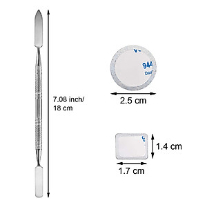 Sumind 101 Pieces Metal Stickers for Eyeshadow Palette Set, Includes 1 Makeup Depotting Tool, 50 Pieces Square Adhesive Empty Palette Metal Stickers and 50 Pieces Round Makeup Colorful Palette Sticker