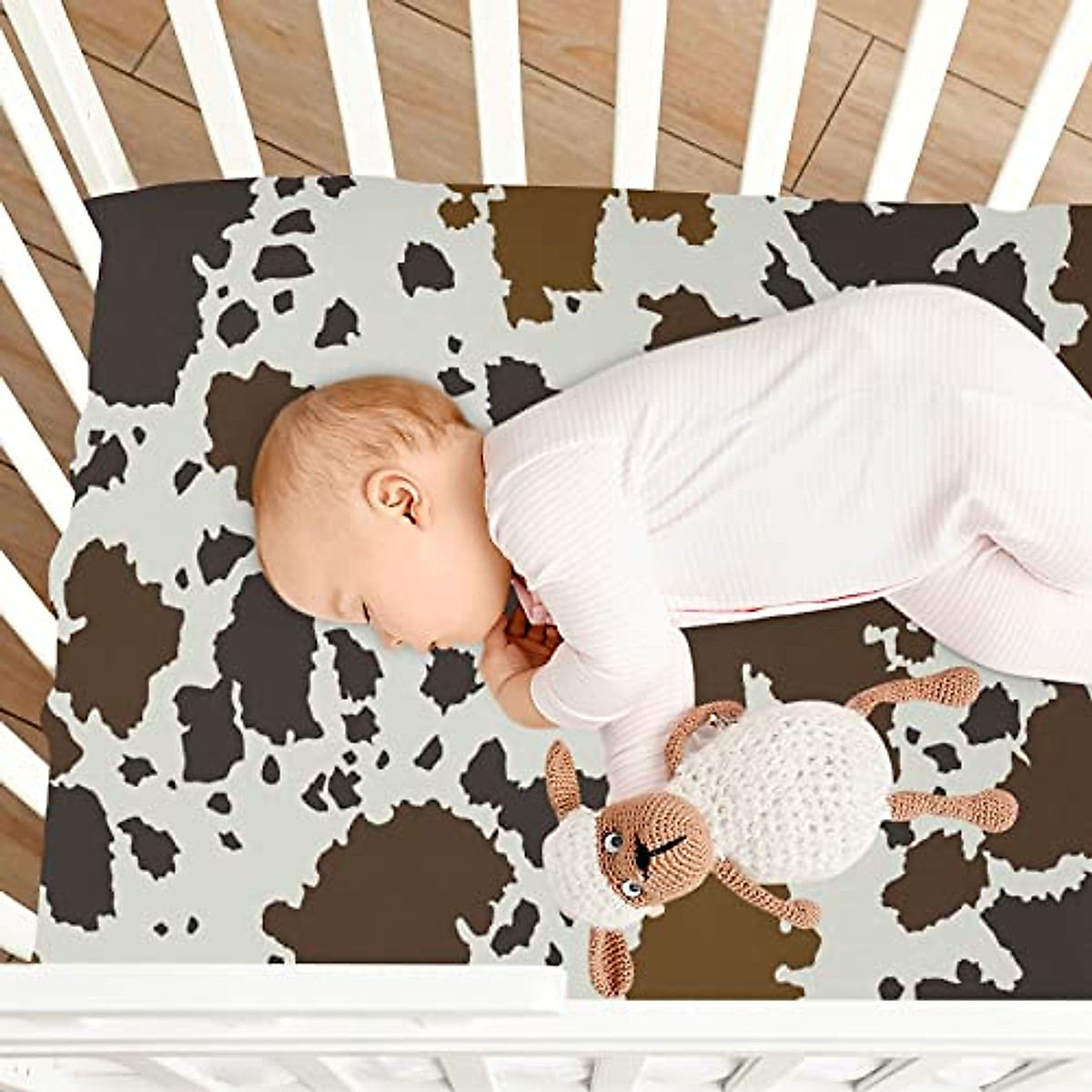 Cow Print Fitted Crib Sheet for Girls and Boys,Soft Breathable Baby Sheet for Standard Size Crib Mattress 21164070