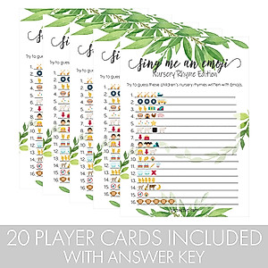 DISTINCTIVS Greenery Baby Shower Emoji Game - 20 Count