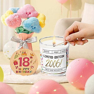 18th Birthday Gifts for Girls, Happy 18th Birthday Gift Candle with Sprinkles, Unique 18th Birthday Gifts for Daughter, Niece, Granddaughter, Limited Edition 2006 - Vanilla Candle, 7oz