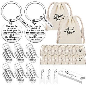 Sasylvia 108 Pcs Thank You Gifts for Employee 36 Set Employee Appreciation Keychain Christmas Appreciation Keychain Gifts(White)