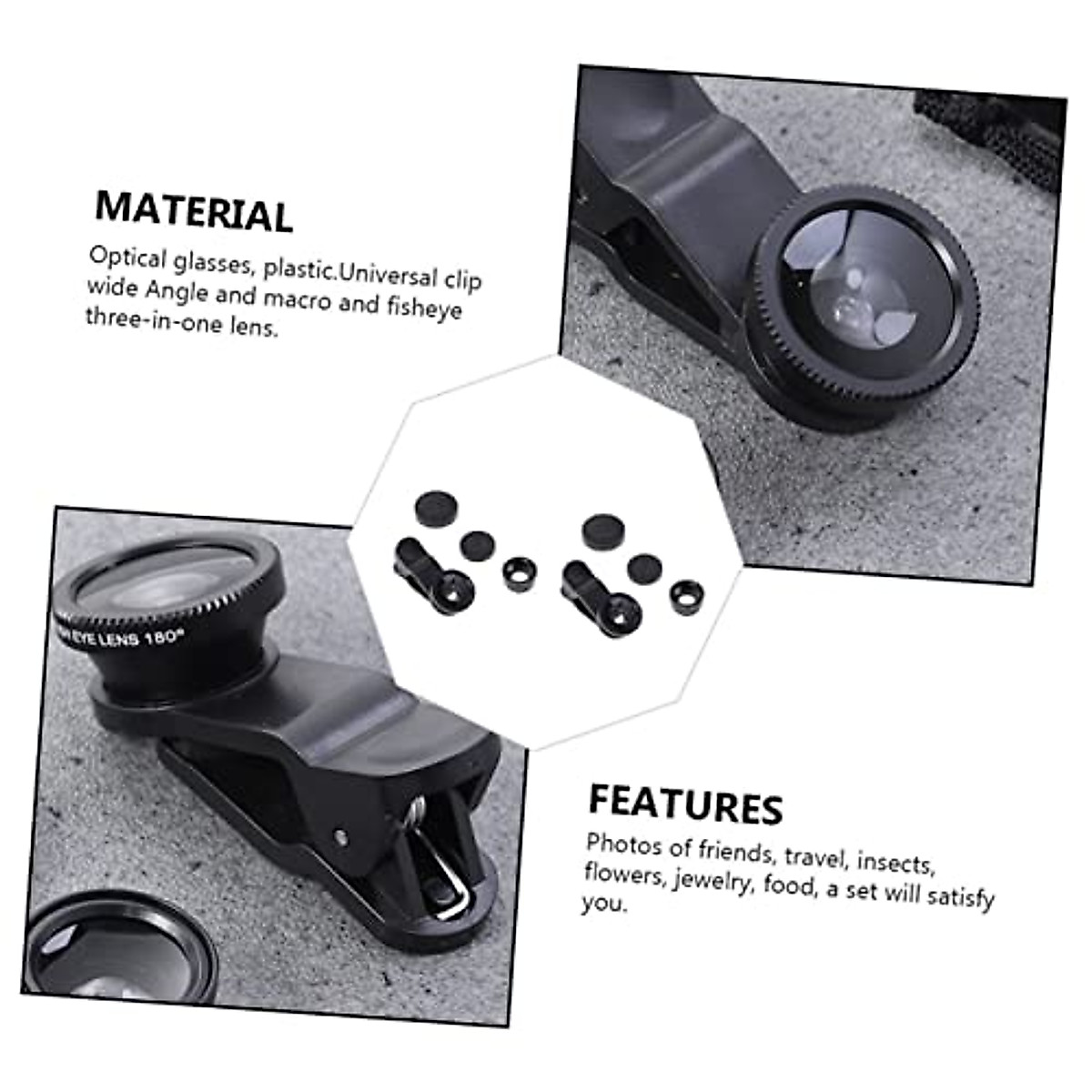 NOLITOY 2PCS Phone Lens Wide Angle Lens Smartphone Phones Smartphones Fish Eye Lens for Phone 13 3 in 1 Phone Camera Lens Phone fisheye Lens Optical Lenses Phone Clip-on Camera Lens Triple