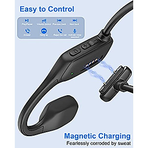 LISNLAB Bone Conduction Headphones, Open-Ear Bluetooth 5.2 Sport Headphones, Wireless Earphones with Mic, IP55 Sweatproof Headset for Running Workouts Gym Cycling Hiking （Black）