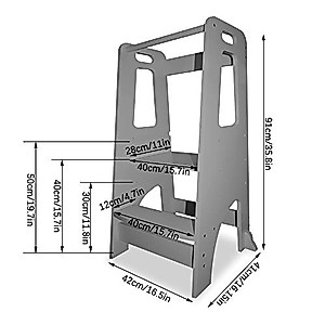 ZZBIQS Kitchen Stool Helper Tower for Kids, Standing Tower for Toddlers, Kids Step Stool for Counter Learning(Grey)