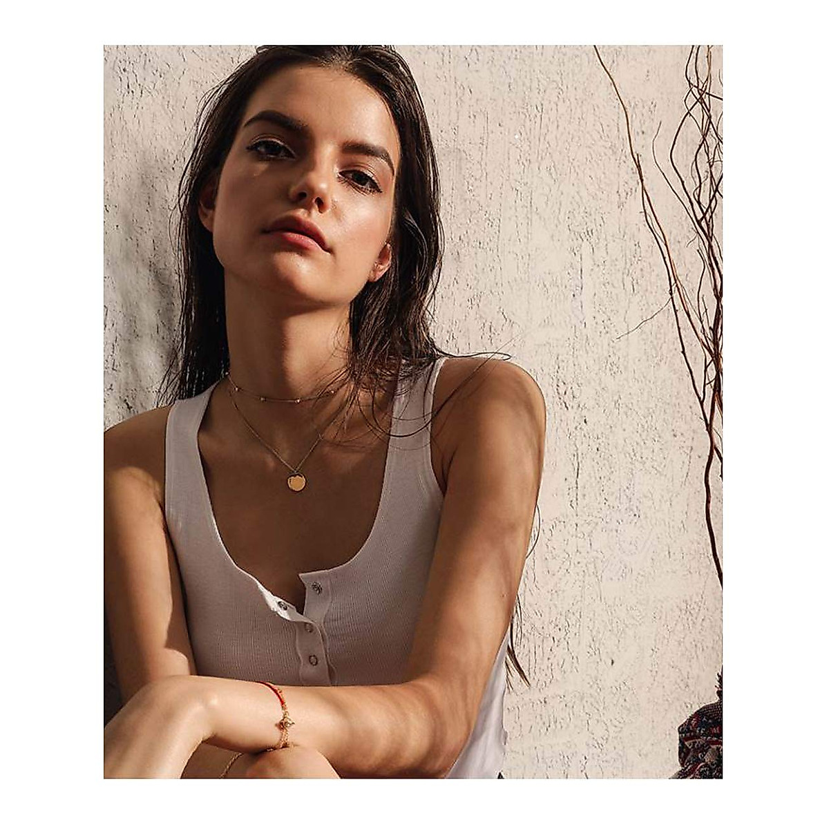 RoseGold Layered Necklace for Women - Coin Choker Necklace Charm Pendant Necklace