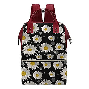 White Daisies Diaper Bag Backpack Large Capacity Mommy Bags Multifunction Nappy Bag Travel Back Pack Red-Style