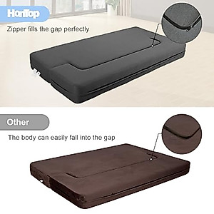 HonTop 10 Inch Folding Sofa Bed Couch with 2 Pillows Modern Futon Memory Foam Sleeper Chair for Guest Mattress, Twin Size, Grey