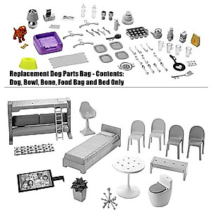 Replacement Parts for Barbie Dollhouse Series - Barbie Dreamhouse - FHY73 - Replacement Dog, Bowl, Bone, Food Bag and Bed