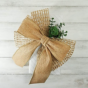 Christmas Burlap Wired Edge Ribbon for Gift Wrapping Christmas Trees Decorations Crafts Making, 2 Rolls, 2.5 Inch x 6 Yards