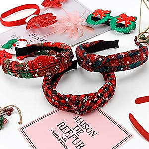 Christmas Headbands for Women Girls, TOBATOBA 3 PCS Christmas Hair Accessories Christmas Headbands for Kids, Fashion Plaid Headbands Holiday Hairbands Christmas Stocking Stuffers for Women Girls