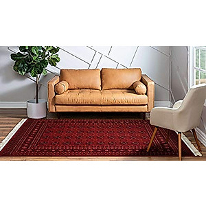 Unique Loom Tekke Collection Over-Dyed Saturated Traditional Torkaman Area Rug, 7 ft x 10 ft, Red/Burgundy